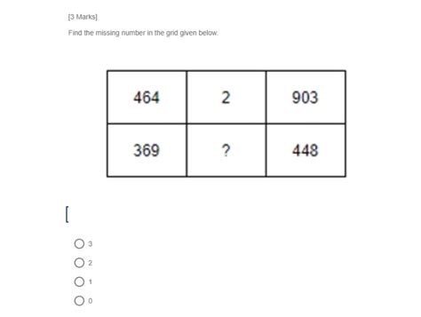 3 Marks Find The Missing Number In The Grid StudyX