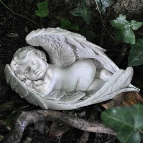 Sleeping Cherub Angel Wrapped In Wings Sculpture