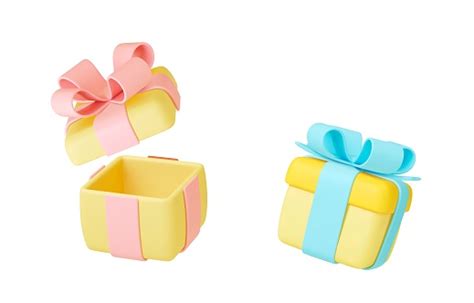 활로 3d 선물 상자를 열고 닫습니다 명절 선물 고립된 선물은 요소를 렌더링합니다 디자인을 위한 빈 상자 벡터 템플릿 3차원 형태에 대한 스톡 벡터 아트 및 기타 이미지