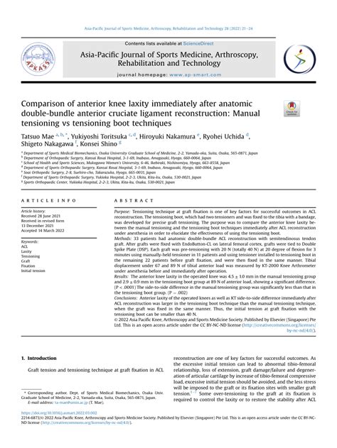 Pdf Comparison Of Anterior Knee Laxity Immediately After Anatomic