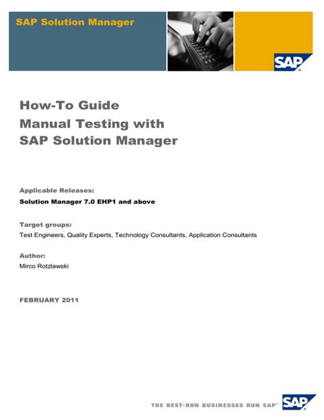 How To Guide Manual Testing With Sap Solution Manager