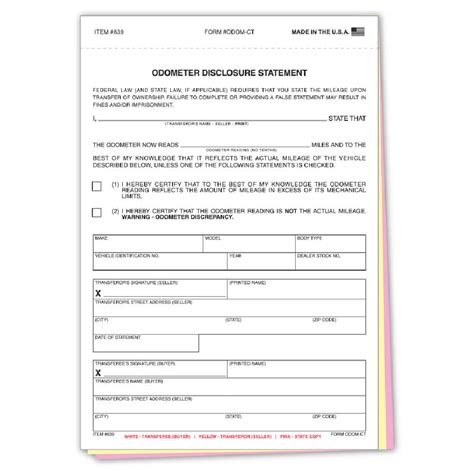 Form Odometer Disclosure Statements Odom Ct Marketing Door2door