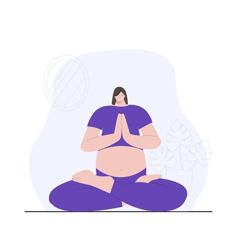 Premium Vector Pregnant Woman Meditating In Lotus Pose Pregnancy