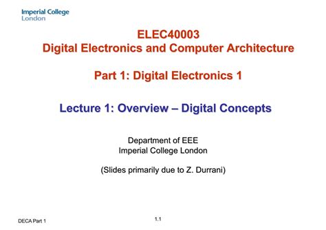 L Introduction Notes Deca Lecture Overview Digital Concepts Department Of Eee