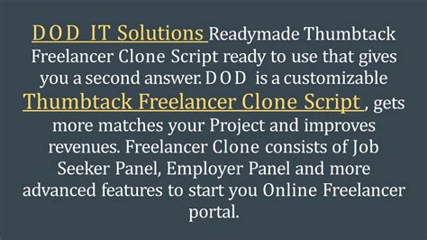 Ppt Thumbtack Freelancer Clone Script Dod It Solutions Powerpoint