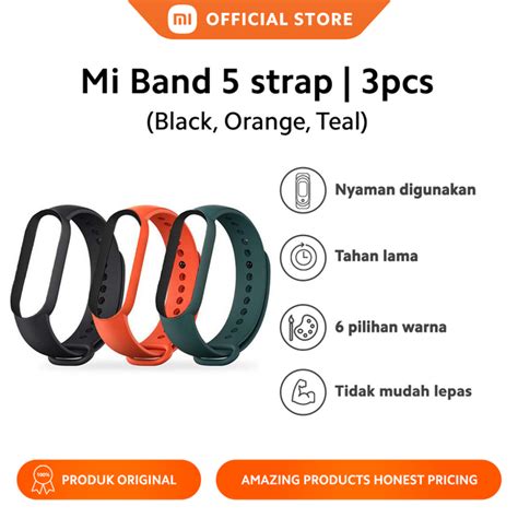 Jual Xiaomi Mi Smart Band Strap Dapat Disesuaikan Dan Nyaman Digunakan Black Orange Teal