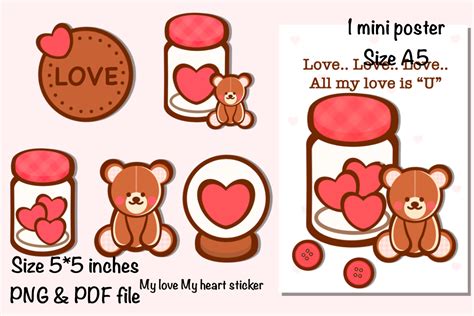 My Love My Heart Sticker And Mini Poster Graphic By Spsweet · Creative