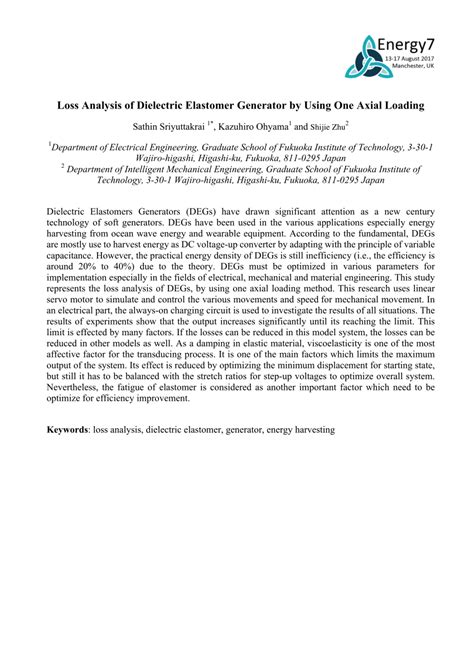 Pdf Loss Analysis Of Dielectric Elastomer Generator By Using One Axial Loading