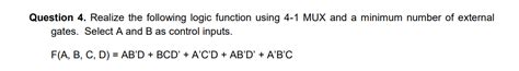 Question 4 Realize The Following Logic Function