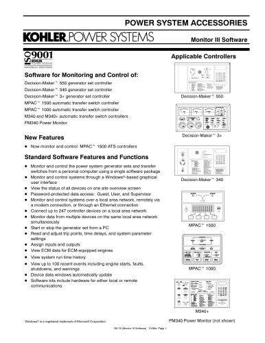Generator Controls Advanced Digital Control Kohler Power Systems