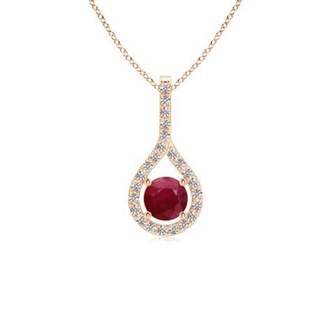 Floating Ruby Drop Pendant With Diamond Accents Floating Ruby Drop