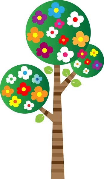Beautiful Trees With Flowers Drawing
