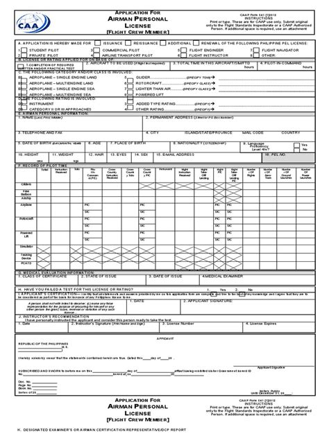 541 Form Pel Pilot Application Caap 22012 Amend2 Pdf Flight