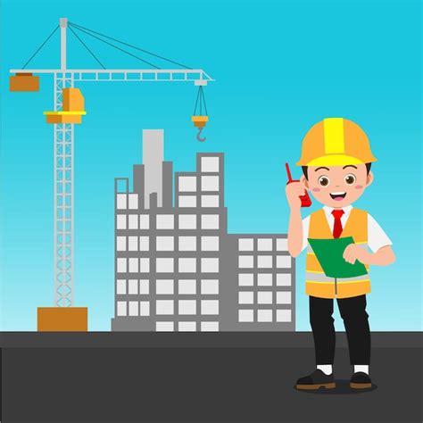 Premium Vector Cute Boy Working As Engineer Background In Separated