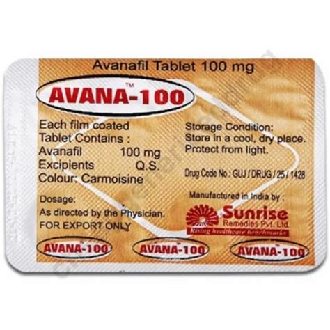 Avana 100mg Avanafil Tablet At ₹ 400 Stripe Avanafil Tablets In Bhopal Id 24926733312
