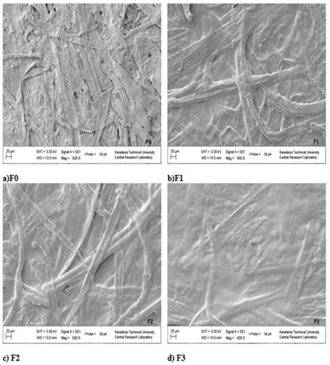 Sem Micrographs Of Base Paper And Sized Papers 500 X Magnification