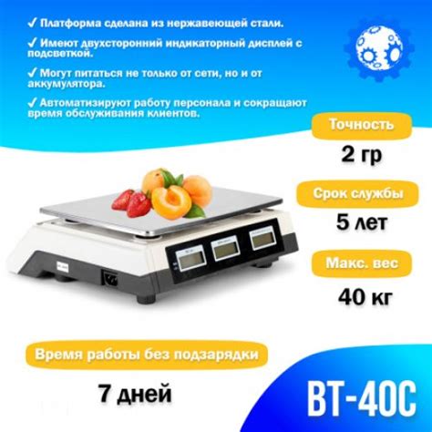 Торговые весы 40кг/2гр ВТ-40С Foodatlas купить в Москве