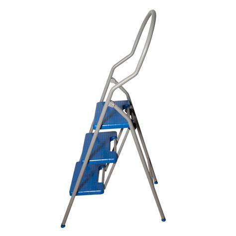Escalera Milenium 3 Peldaños 138 Cm Gris Nube Azul Industrias Cruz Hnos