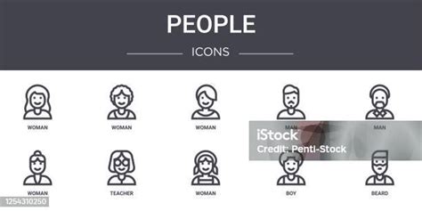 Ilustración De Los Iconos De Línea Conceptual De Las Personas