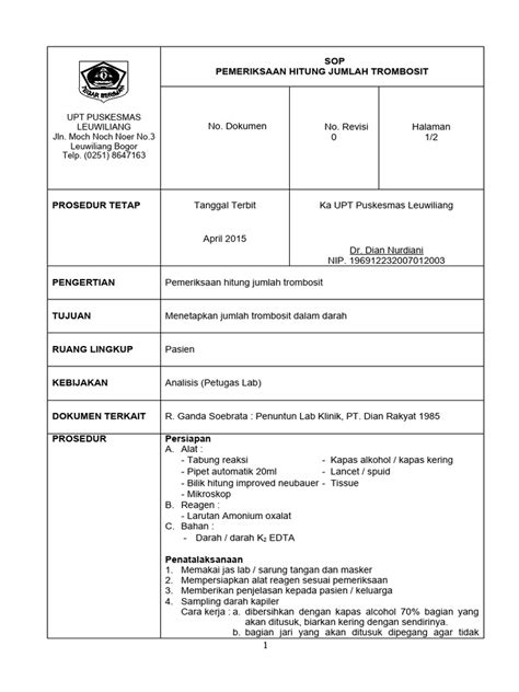 Pemeriksaan Jumlah Trombosit Pdf