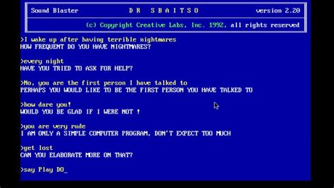 Play Dr Sbaitso Online In Your Browser Ms Dos Games