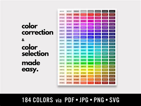 Color Correction Hex Code Color Chart Printable Designer Quick