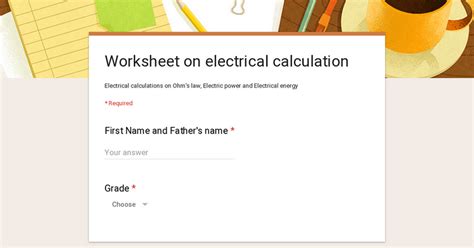 Worksheet On Electrical Calculation Quizalize