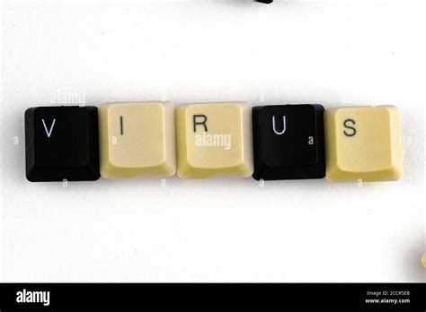 concept virus remote work computer word virus laid out from keyboard