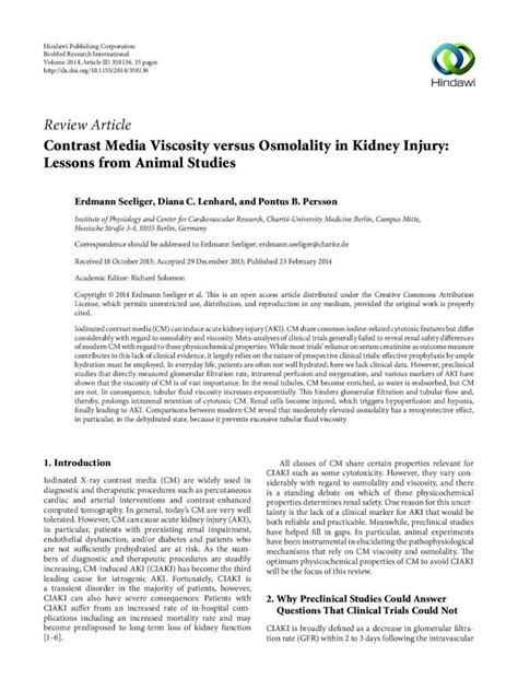 Pdf Review Article Contrast Media Viscosity Versus Osmolality