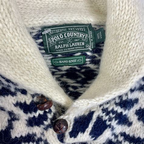 Vintage Ralph Lauren Polo Country Hand Knit Wool Mens Cowl Shawl Neck