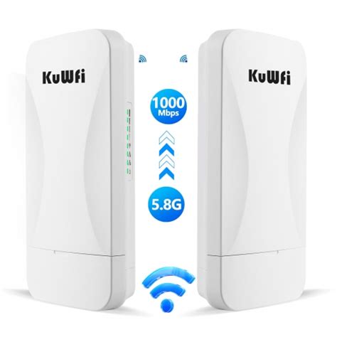 KuWFi 5 8ghz 900Mbps WiFi Extender 12dBi 2KM Point To Point Wireless Bridge