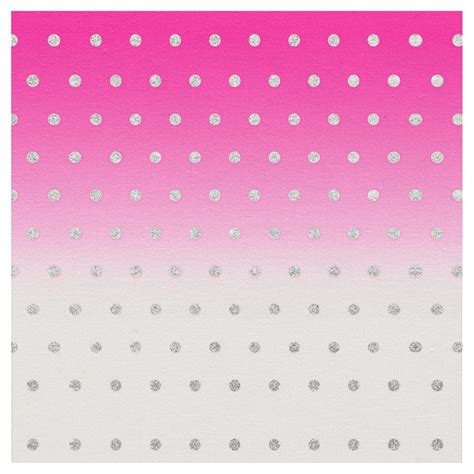 Girly Modern Glitter Polka Dots Neon Pink Ombre Fabric Ombre Fabric