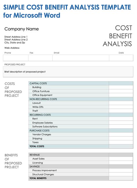 Free Cost Benefit Analysis Templates With How To