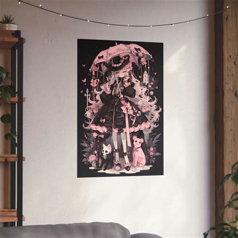 Halloween Emo Anime Girl Poster 1 Whimsical Manga Drawing Wall Art