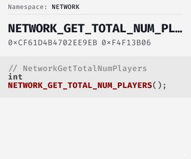 NetworkGetTotalNumPlayers FiveM Natives Cfx Re Docs