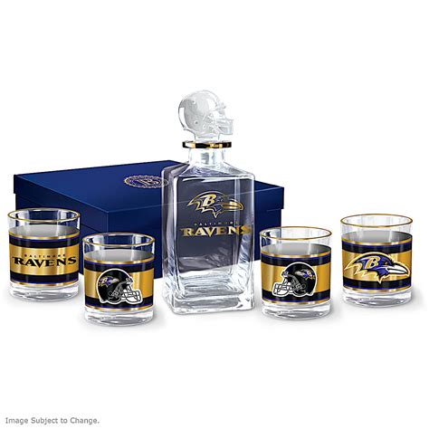 Nfl Baltimore Ravens Five Piece Decanter Set With Glasses