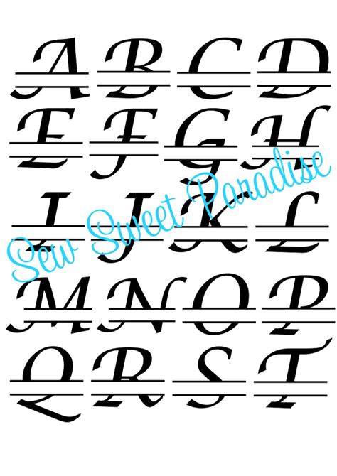 Split Monogram SVG DXF PNG Split Calligraphy Alphabet Etsy