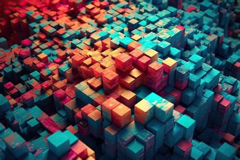 Premium Ai Image Colorful Abstract Cubes In Red Blue And Green