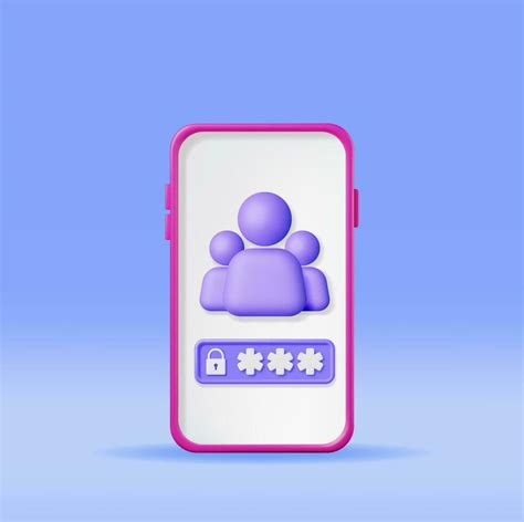 3d User Login Form Page In Smartphone Render Password Hidden Stars In