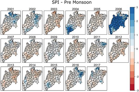 Spatial Pattern Of Spi For Pre Monsoon Season Download Scientific Diagram