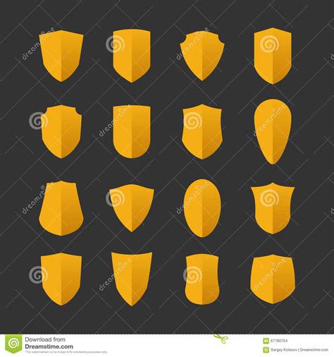Set Of Shields In Flat Design Style Stock Vector Illustration Of Banner Interface