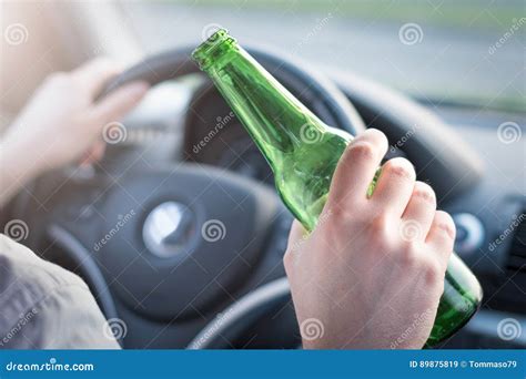 Drunk Man Driving His Car And Drinking Stock Image Image Of Driving