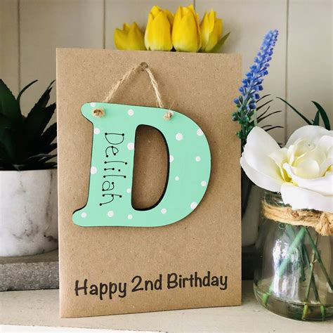 Personalised 2nd Birthday Letter Wooden Keepsake Card By Craft Heaven