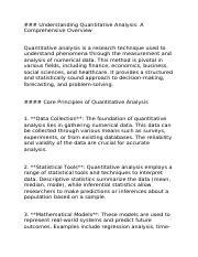 Mastering Quantitative Analysis: Core Principles, Applications & | Course Hero