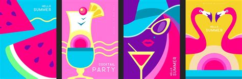 Set Of Retro Posters With Summer Attributes Vector Image