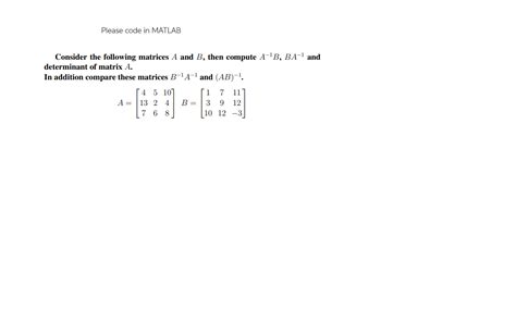 solved consider the following matrices a and b then compute