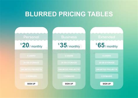 Vector Website Hosting Plan Pricing Tables Vector Stock Vector