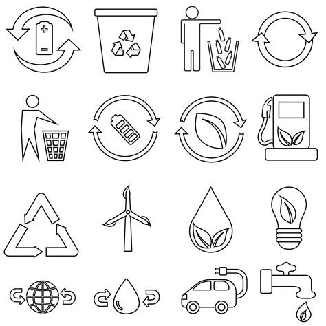 Recycle Vector Icon Set Ecology Illustration Sign Collection
