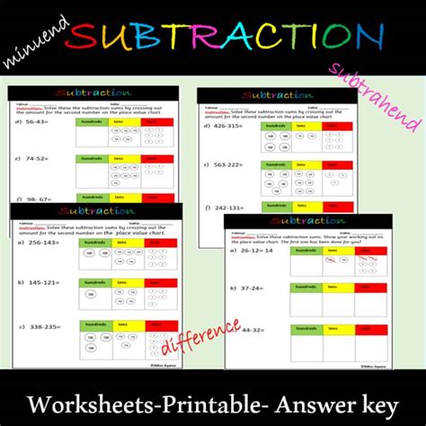 Subtraction Using Place Value Chart Differentiated By Miss Ayana