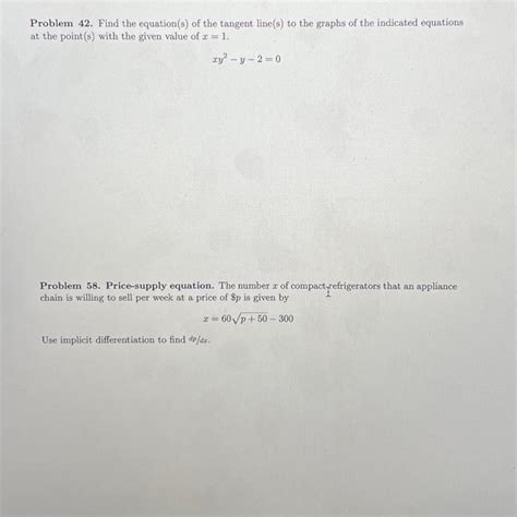 solved problem 42 find the equation s of the tangent